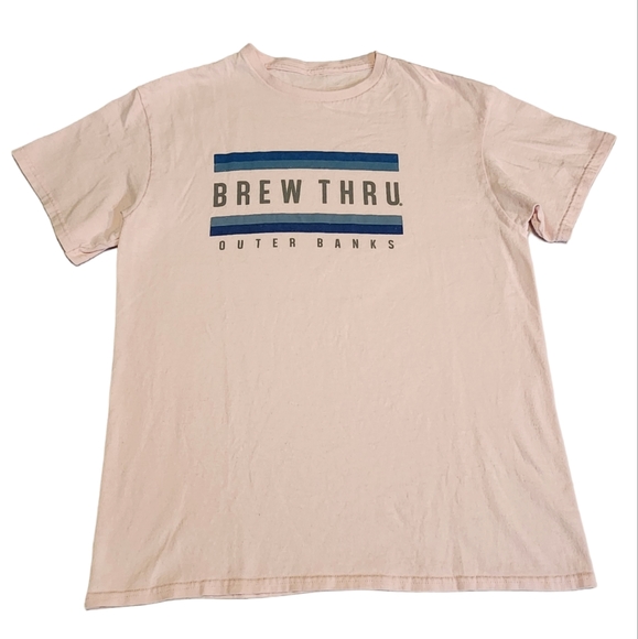 Shirts | Mens Brew Thru Outer Banks Tee Pink With Blue Graphic No Tag ...
